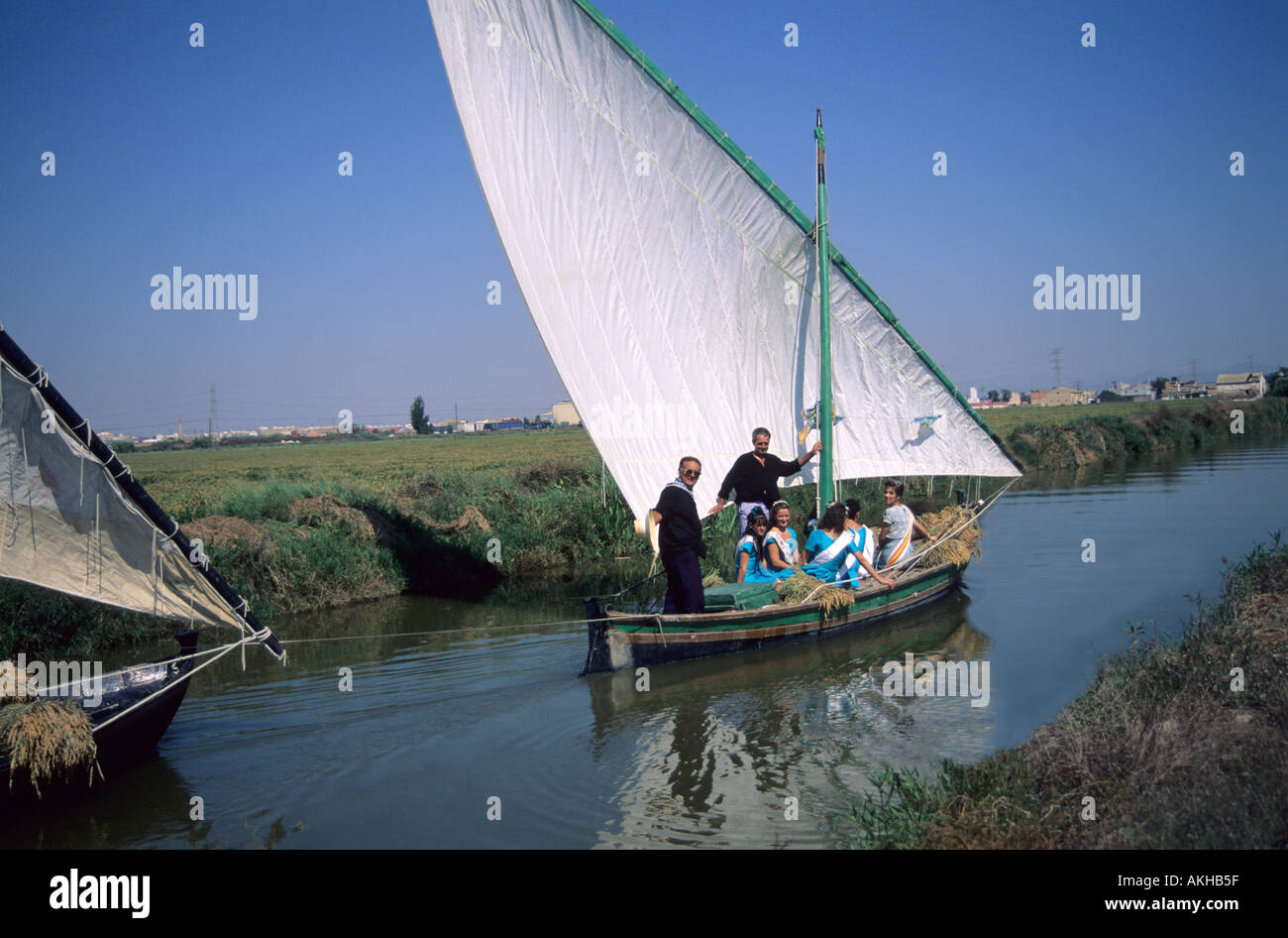 Sailing boat latin sail lake of La Albufera Pinedo Valencia Spain Stock ...