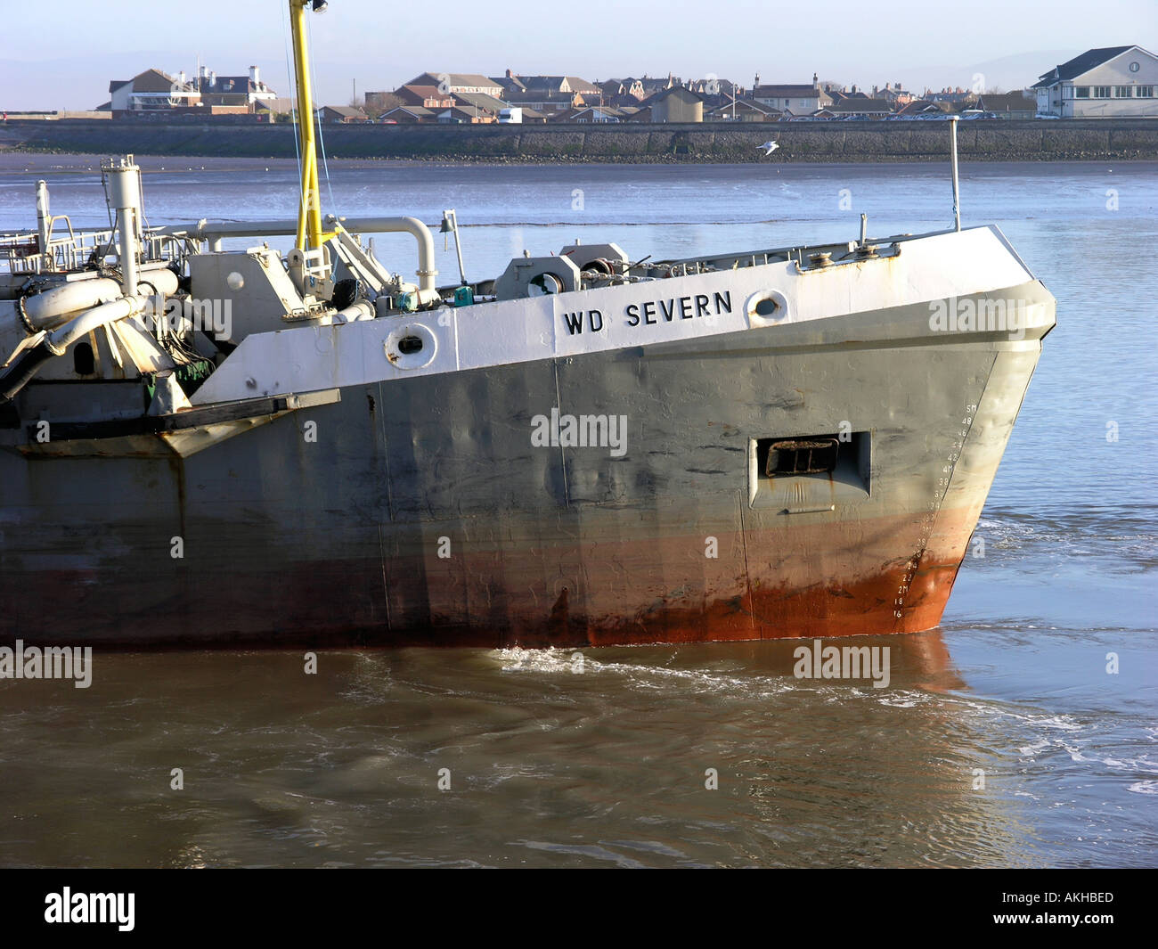 The bow of the dredger Severn entering the River Wyre Estuary at ...