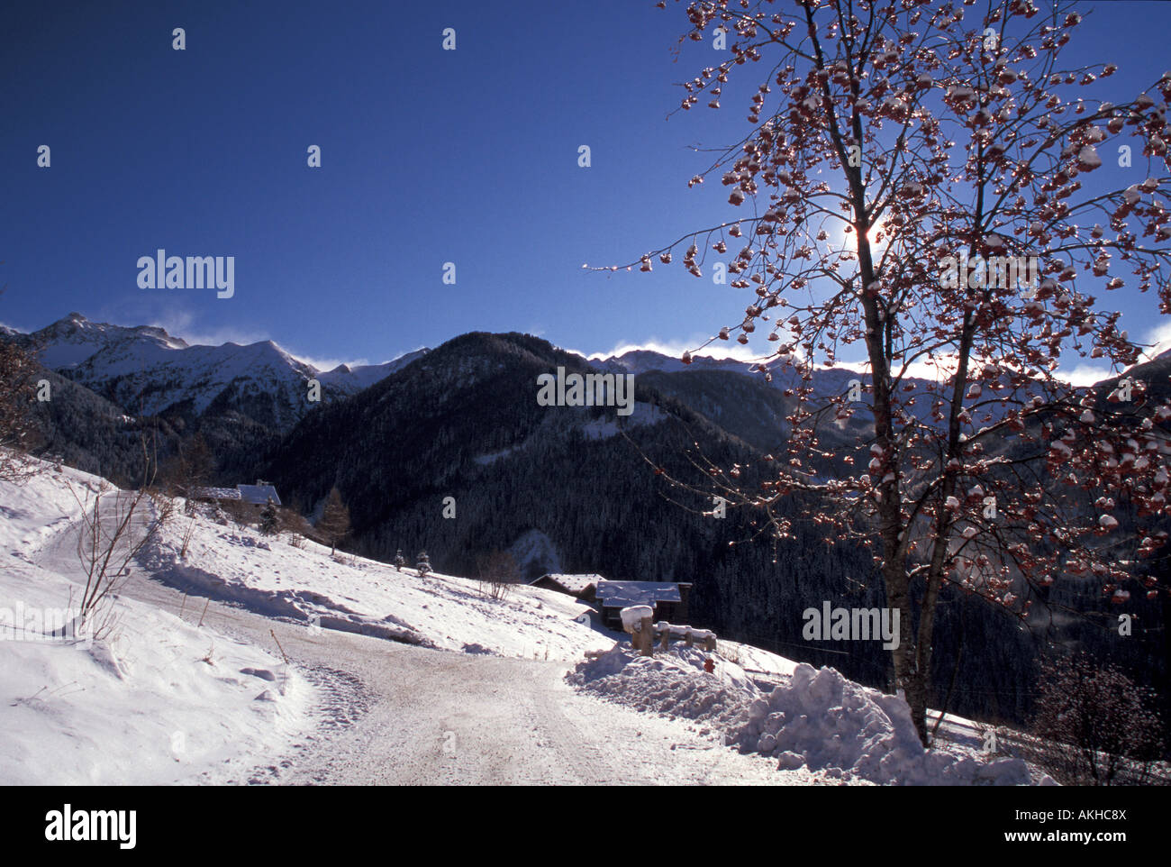 Backlight landscape on Lagorai mountain chain from Valle dei Mocheni ...