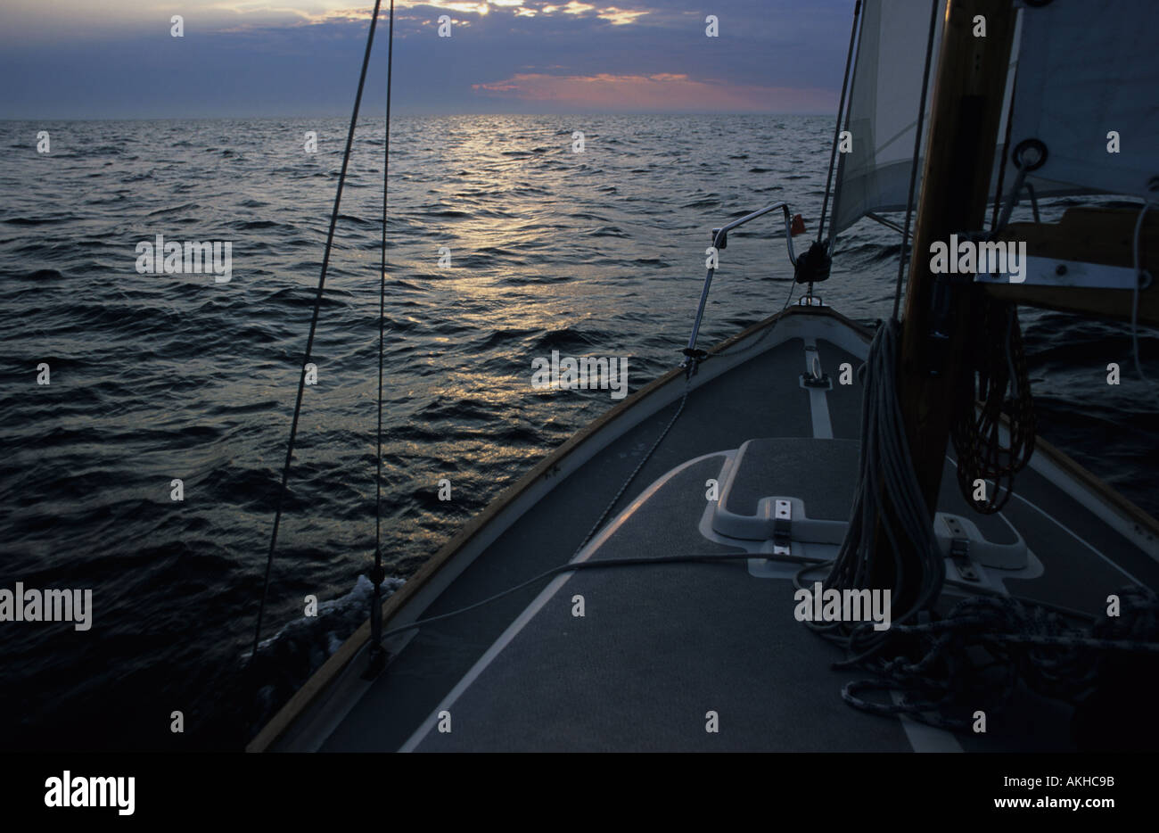 Boat moving on calm waves hi-res stock photography and images - Alamy