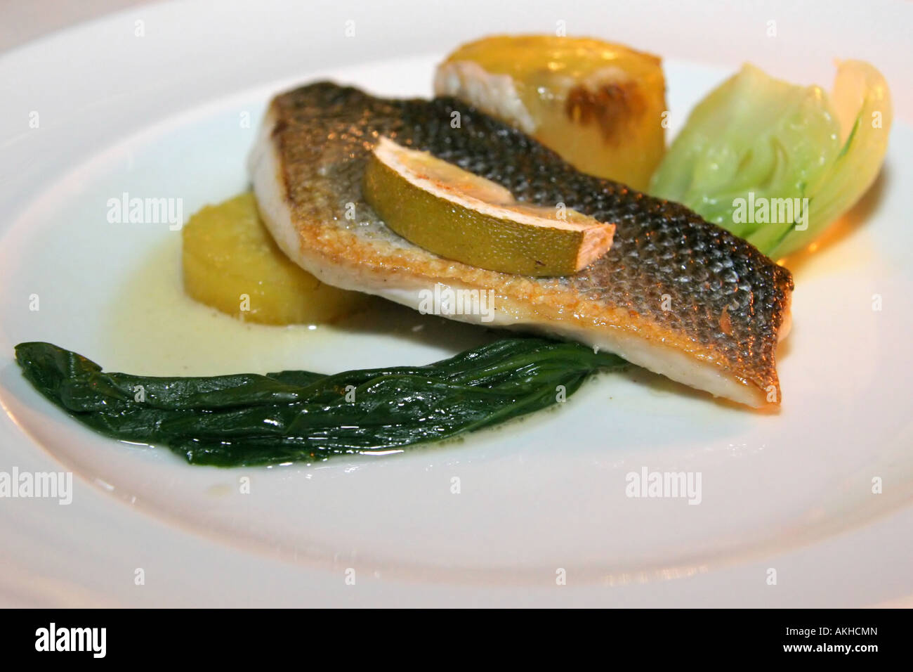 gourmet fish meal Stock Photo - Alamy