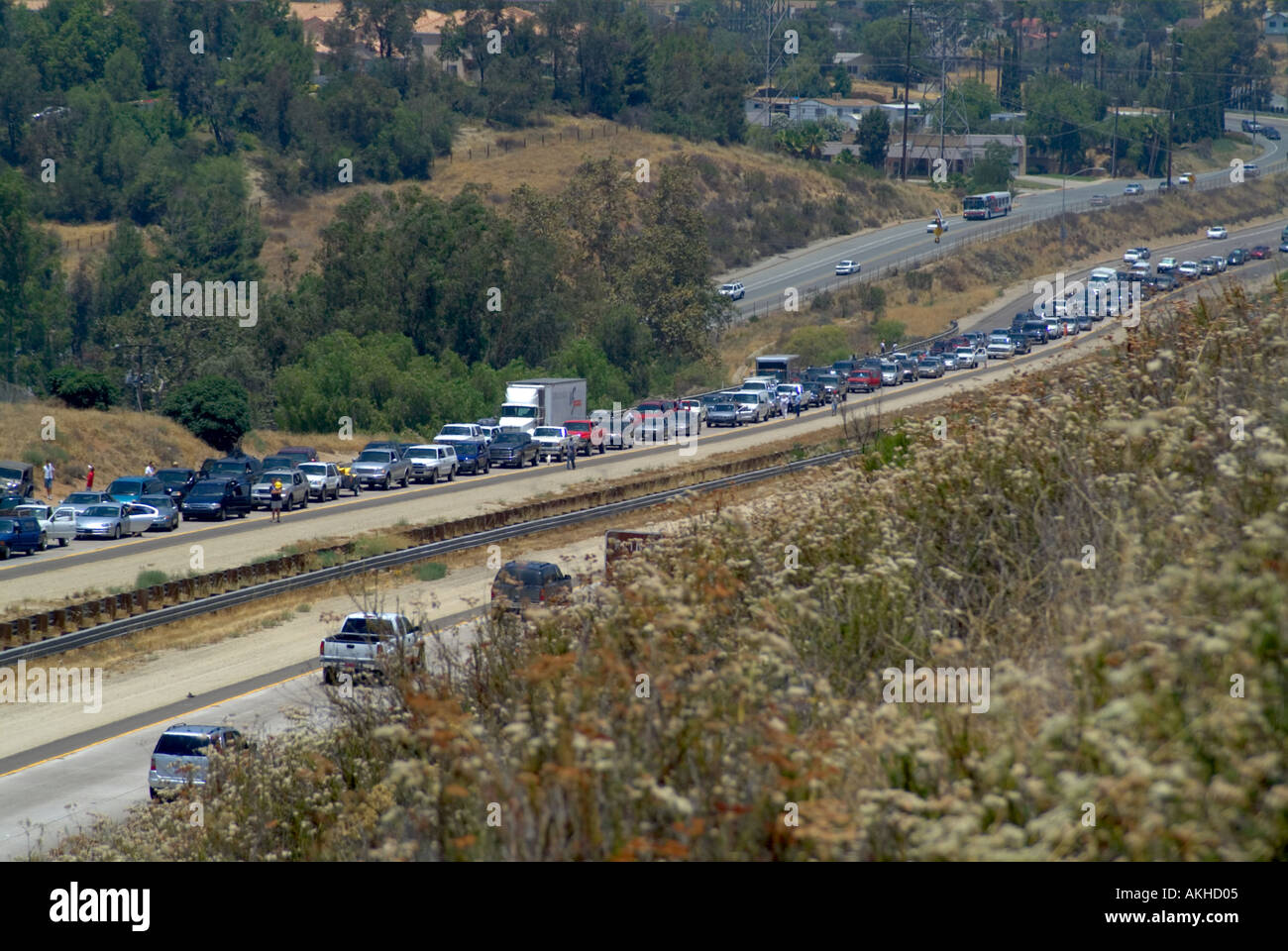 Traffic backup from accident Stock Photo - Alamy