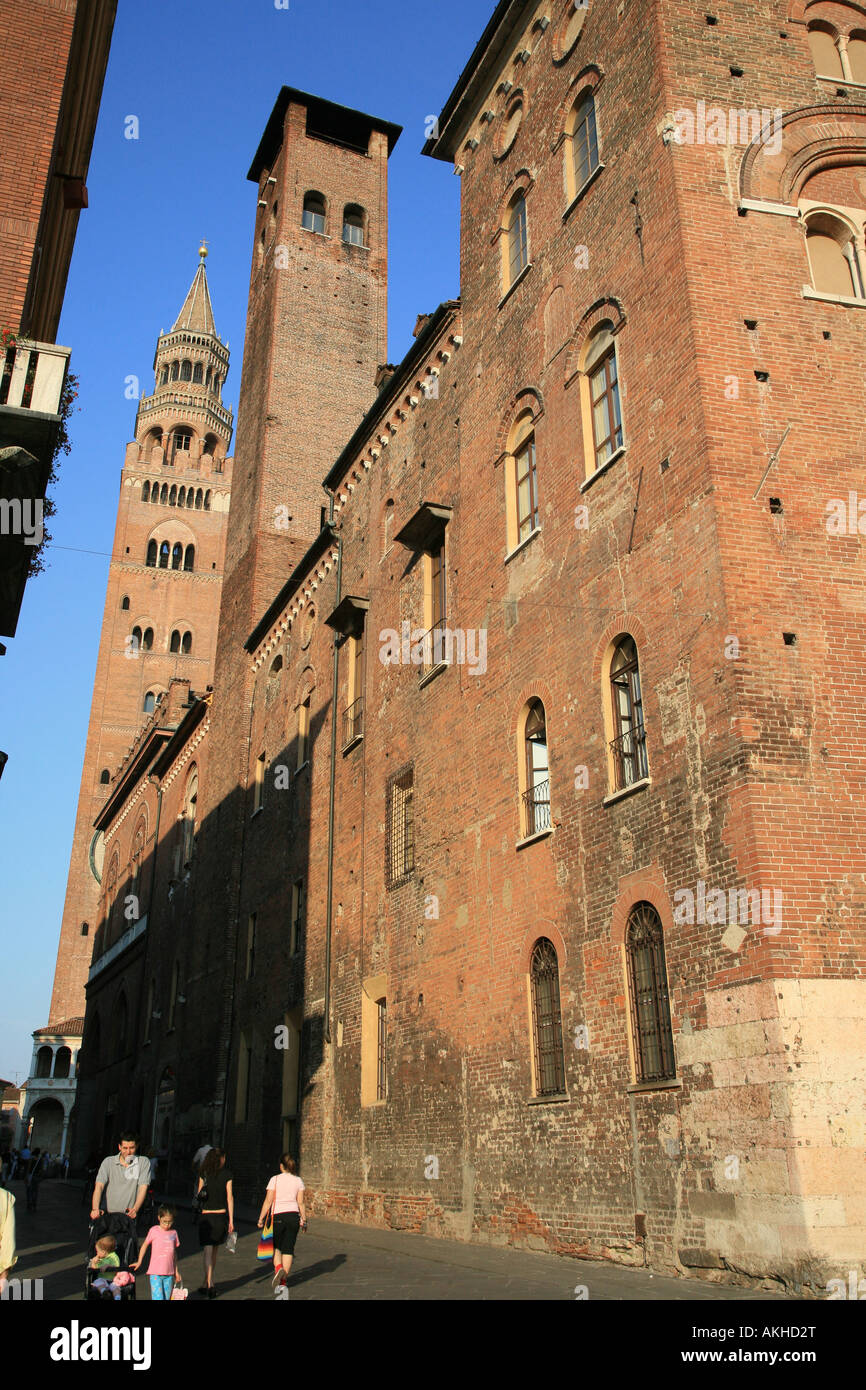 Foreshortening with Torrazzo clock tower, Cremona, Lombardy, Italy ...