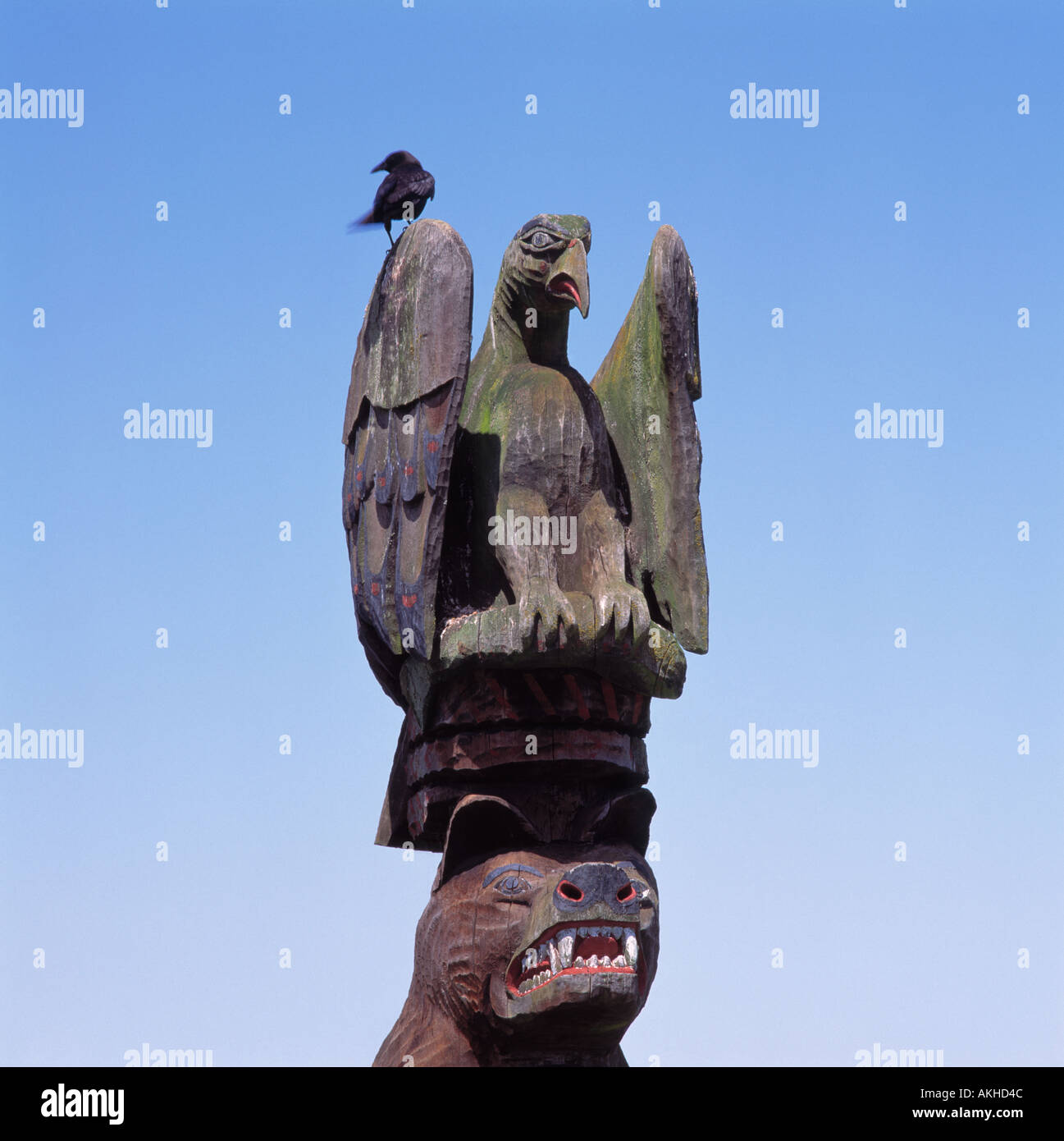 Coast Salish Totem Pole, Qualicum Beach, BC, Vancouver Island, British ...