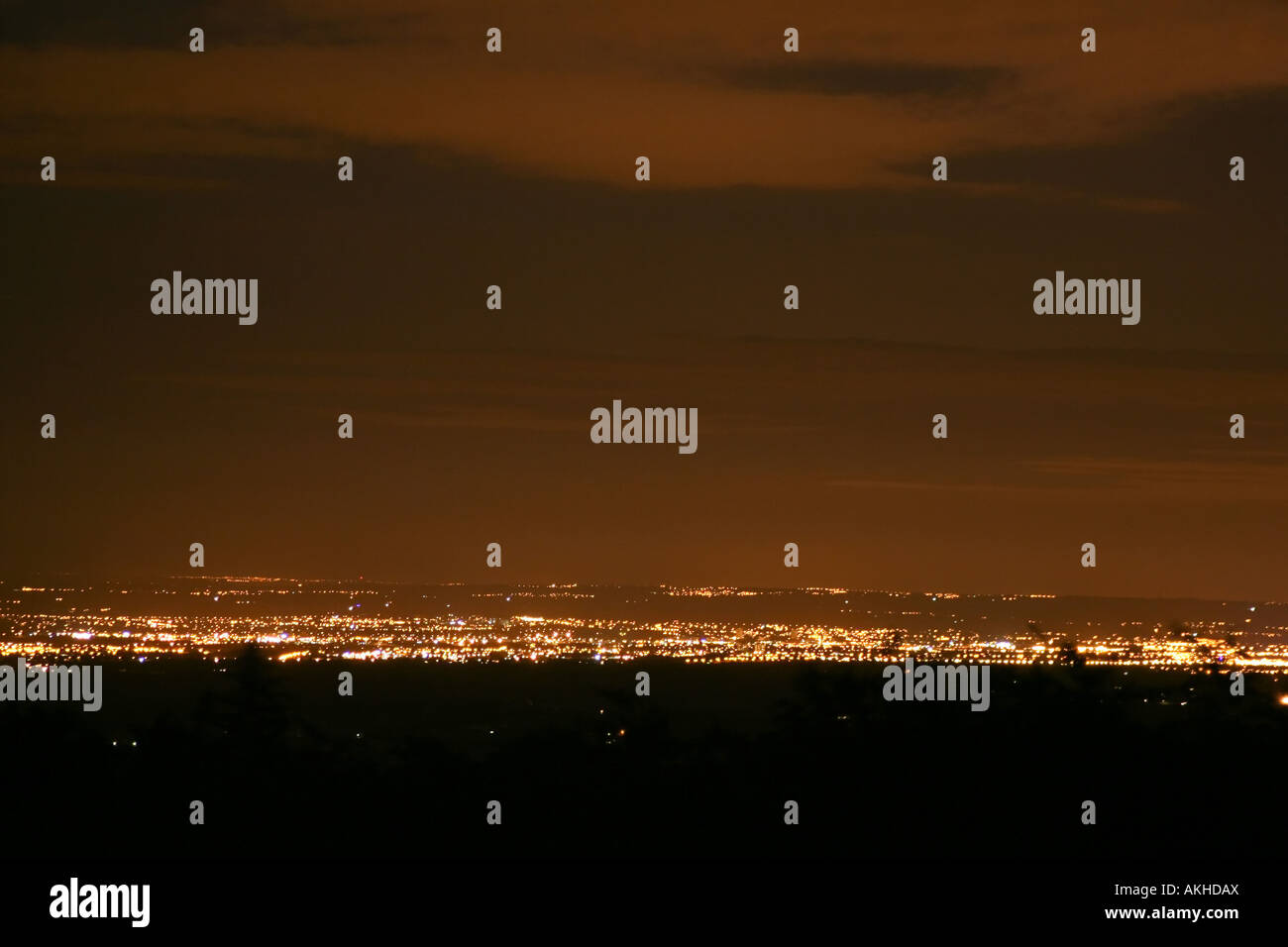 Teesside by night seen from the Cleveland escarpment on the Coast to ...