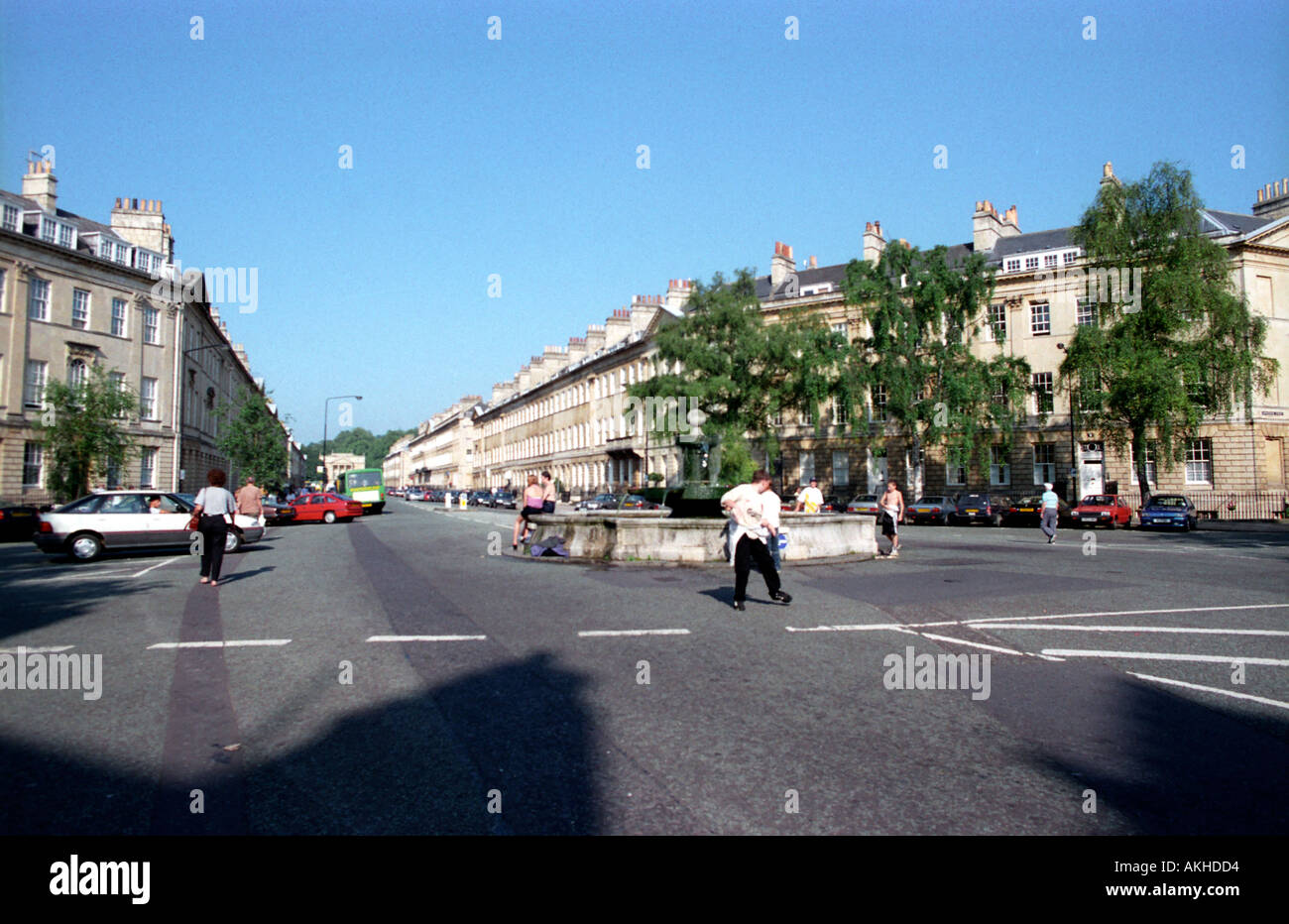 Laura Place and Fountain at the end of Great Pulteney Street in Bath ...