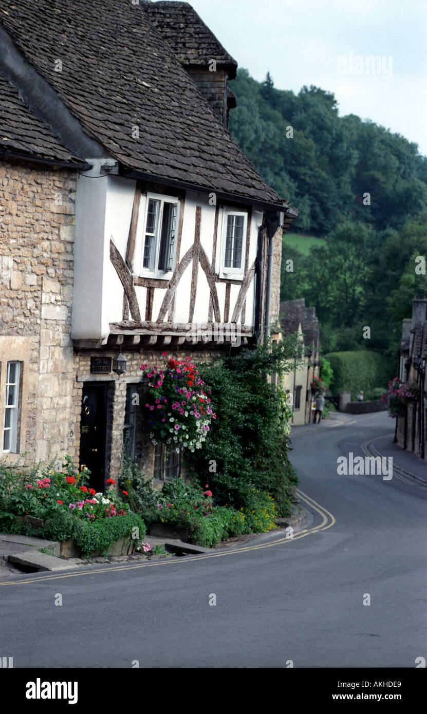 The picture postcard village of Castle Coombe in Wiltshire Stock Photo ...