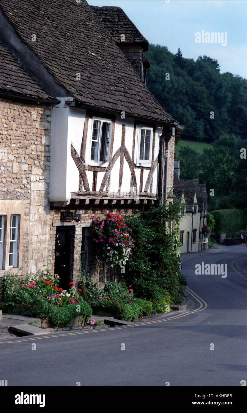 The picture postcard village of Castle Coombe in Wiltshire Stock Photo ...