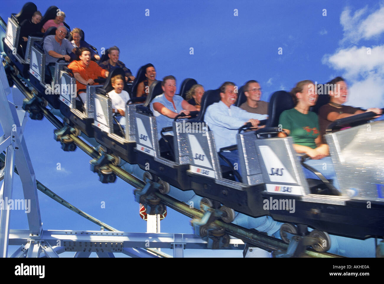 Amusement park flying coaster hi-res stock photography and images - Alamy