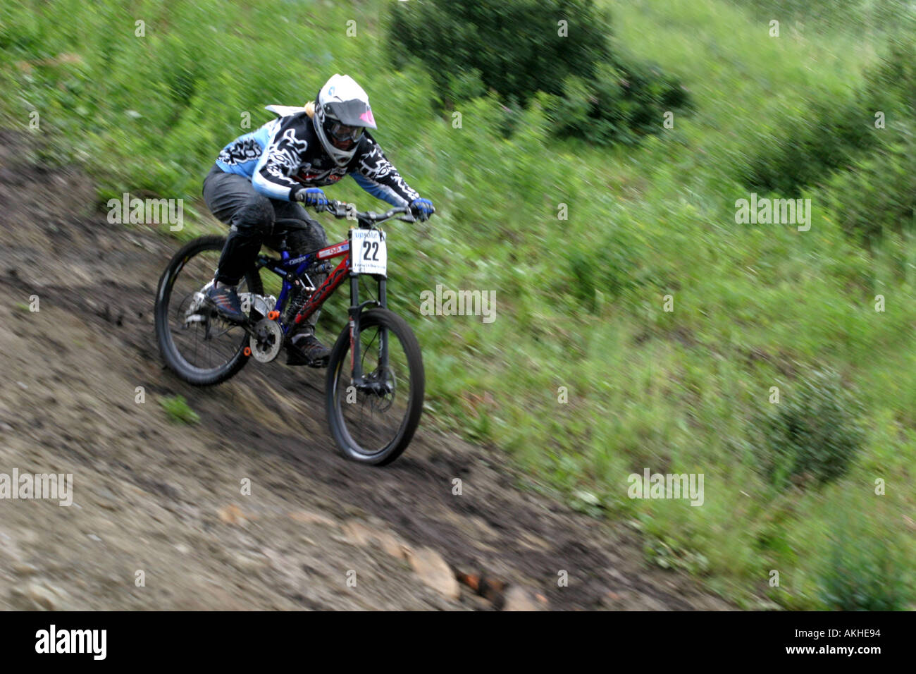 downhill extreme bicycle racing Stock Photo - Alamy