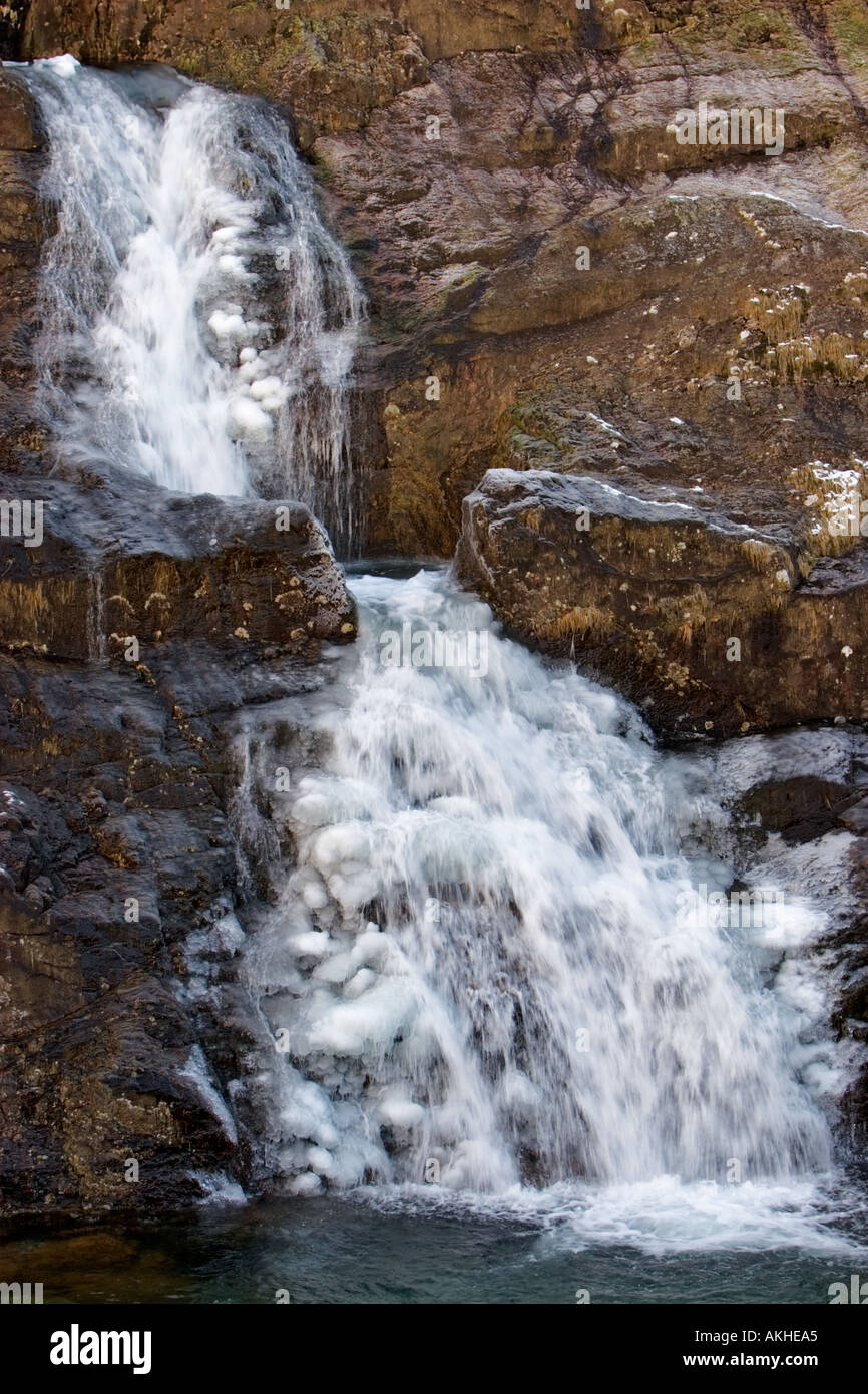 Frozen waterfall on rocks in Glencoe Scottish Highlands in scotland uk ...
