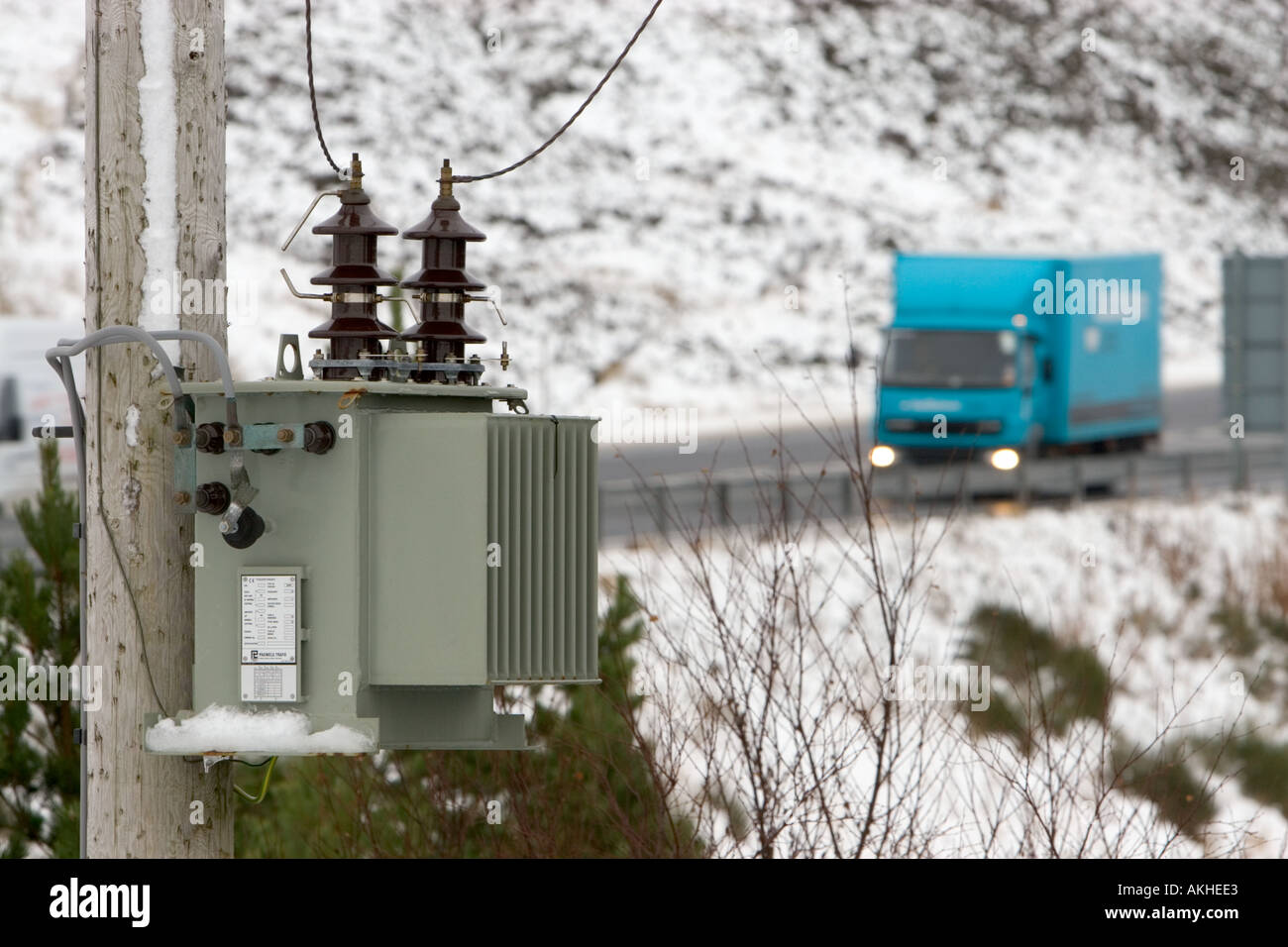 Pole mounted electrical distribution transformer in the Scottish ...