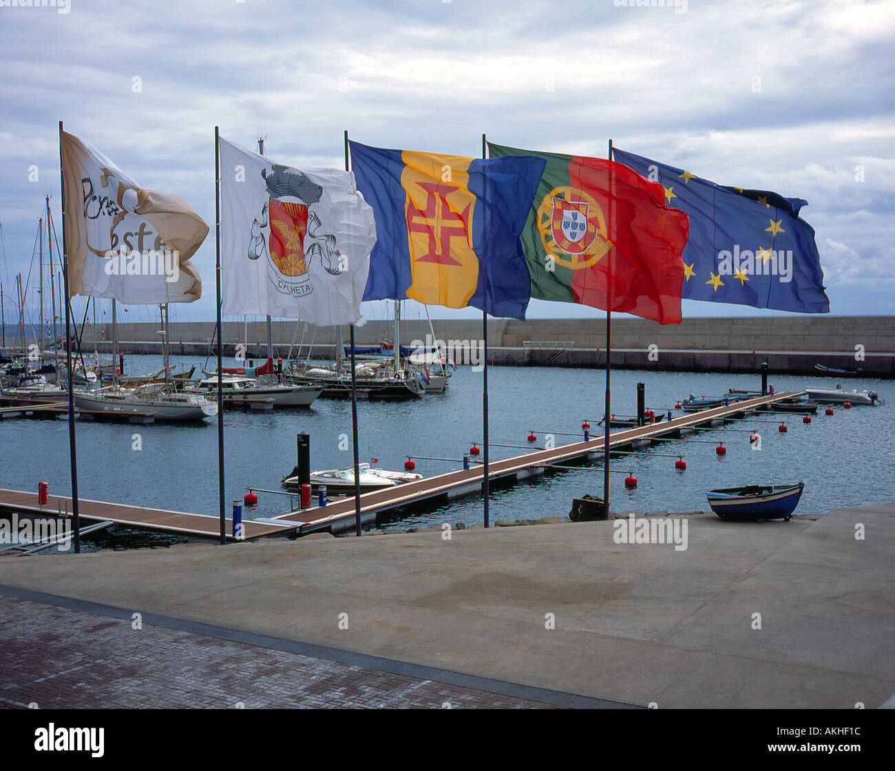 flags at Calheta port Madeira Portugal Europe. Photo by Willy Matheisl ...