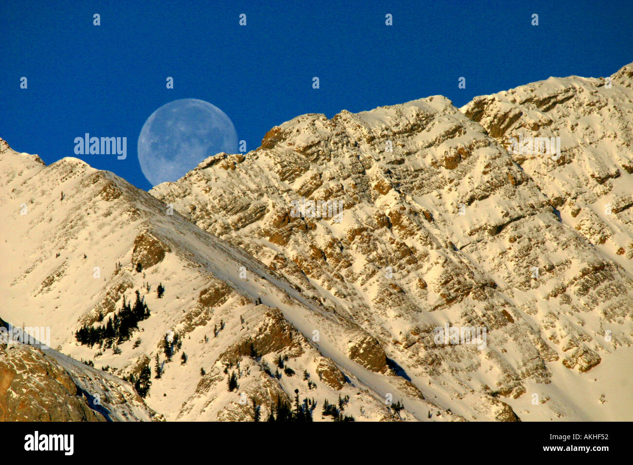 Rocky Mountain Moonrise Banff National Park Alberta Canada North ...