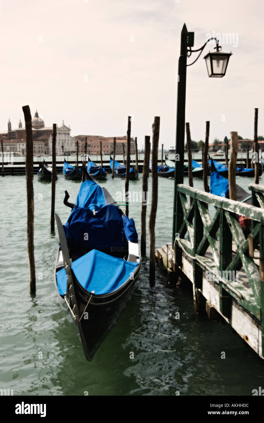 Venice 2005 Gondola and lamp at San Marco with soft grainy glow effect ...