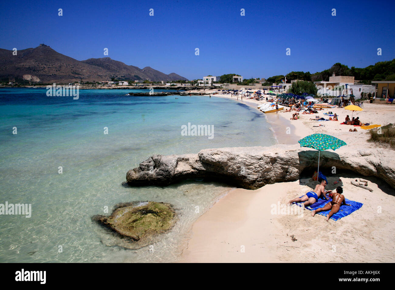 Lido Burrone beach, Favignana island, Aegadian Islands, Sicily, Italy ...