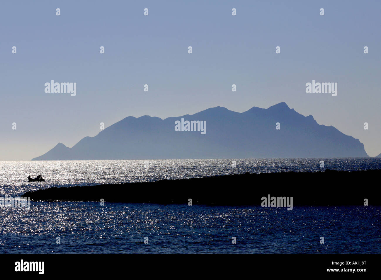 Marettimo island seen from Cala Rotonda creek, Favignana island ...