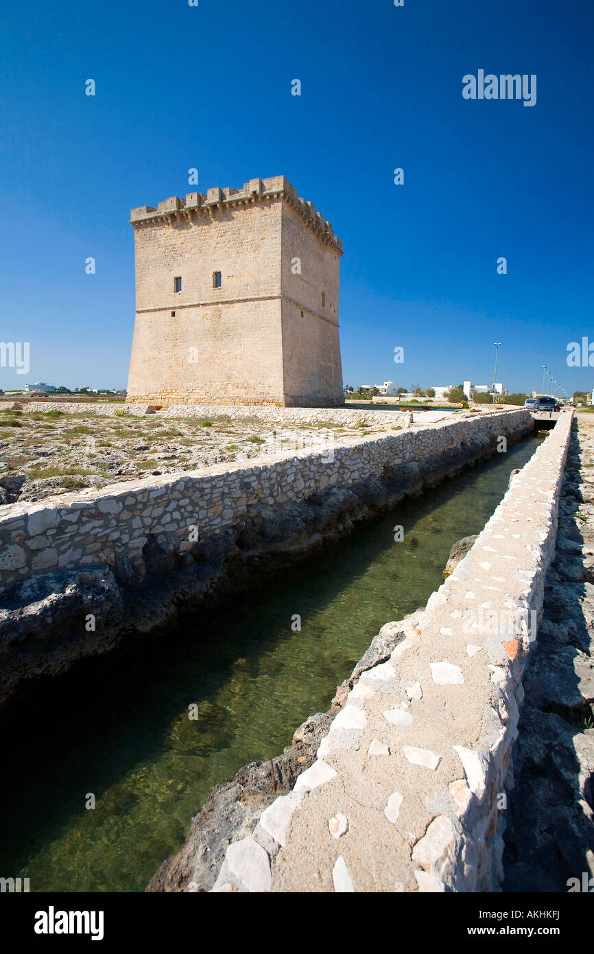 Torre Lapillo coastal tower, Porto Cesareo, Puglia, Italy Stock Photo ...