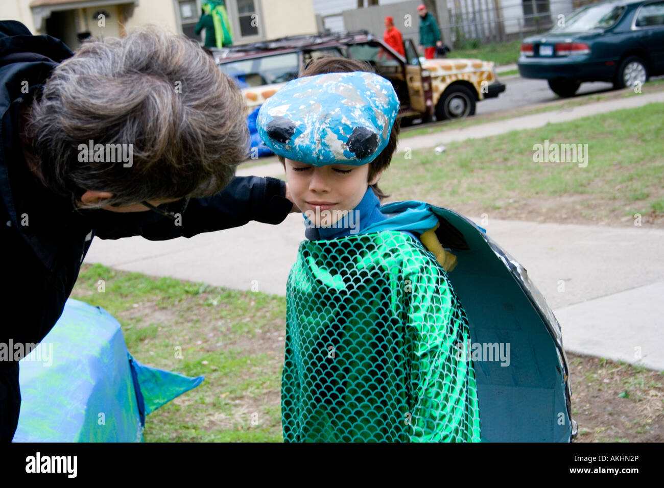 Reluctant turtle representing animals living in water encouraged by mom ...