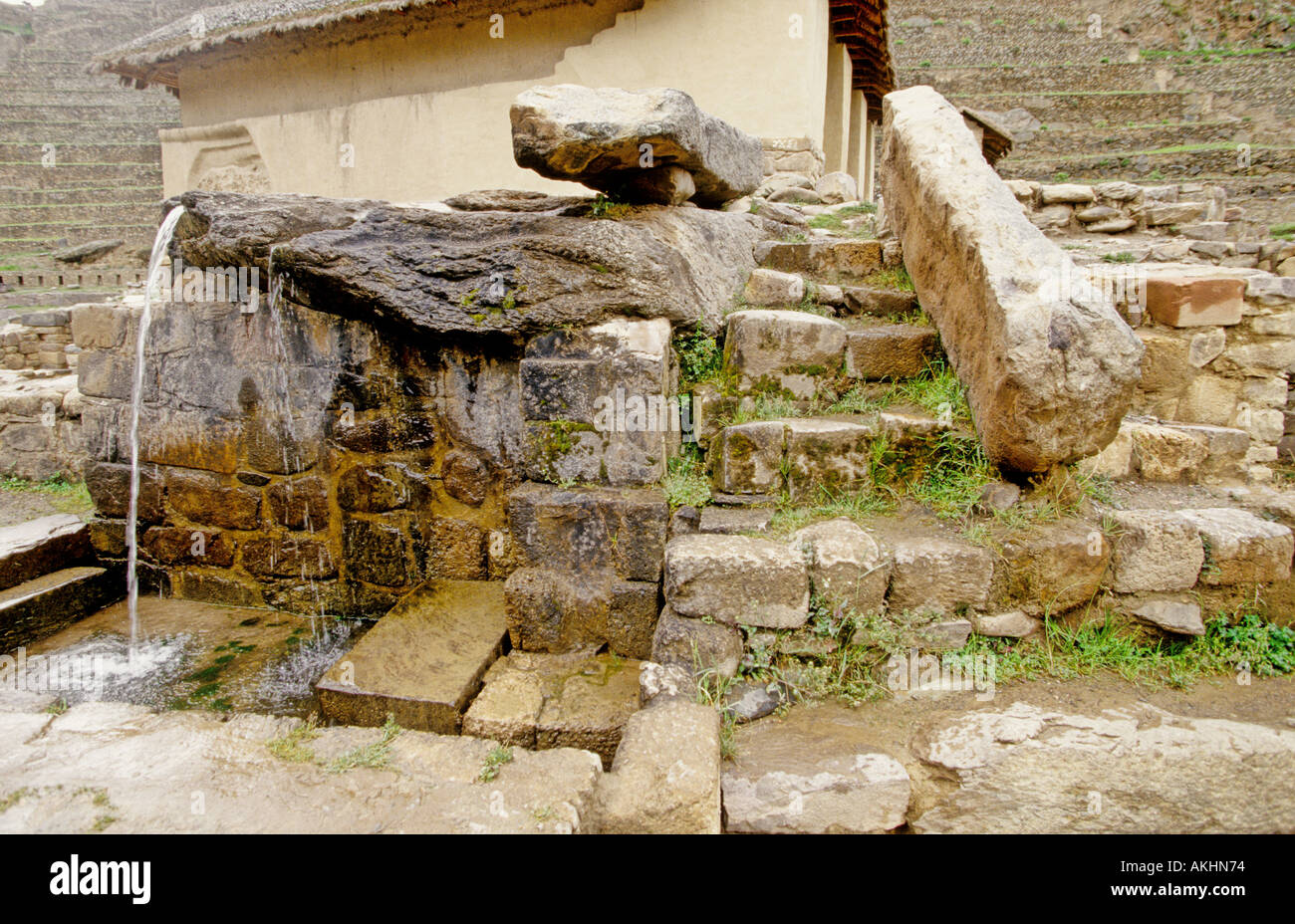 Ancient irrigation systems at Ollantaytambo Sacred Valley Peru Stock ...