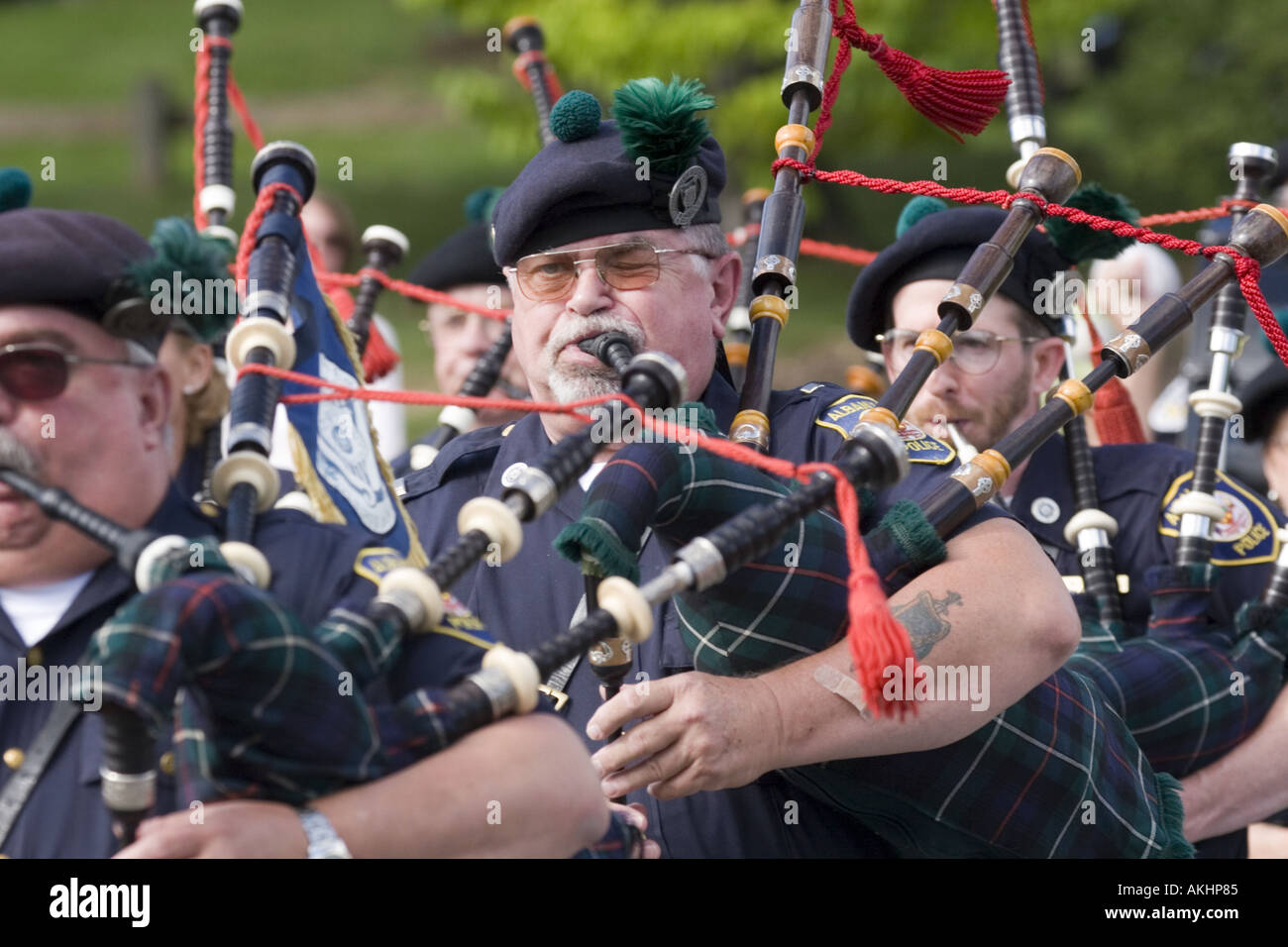 Albany Police Pipes and Drums playing Saratoga Springs New York Stock ...