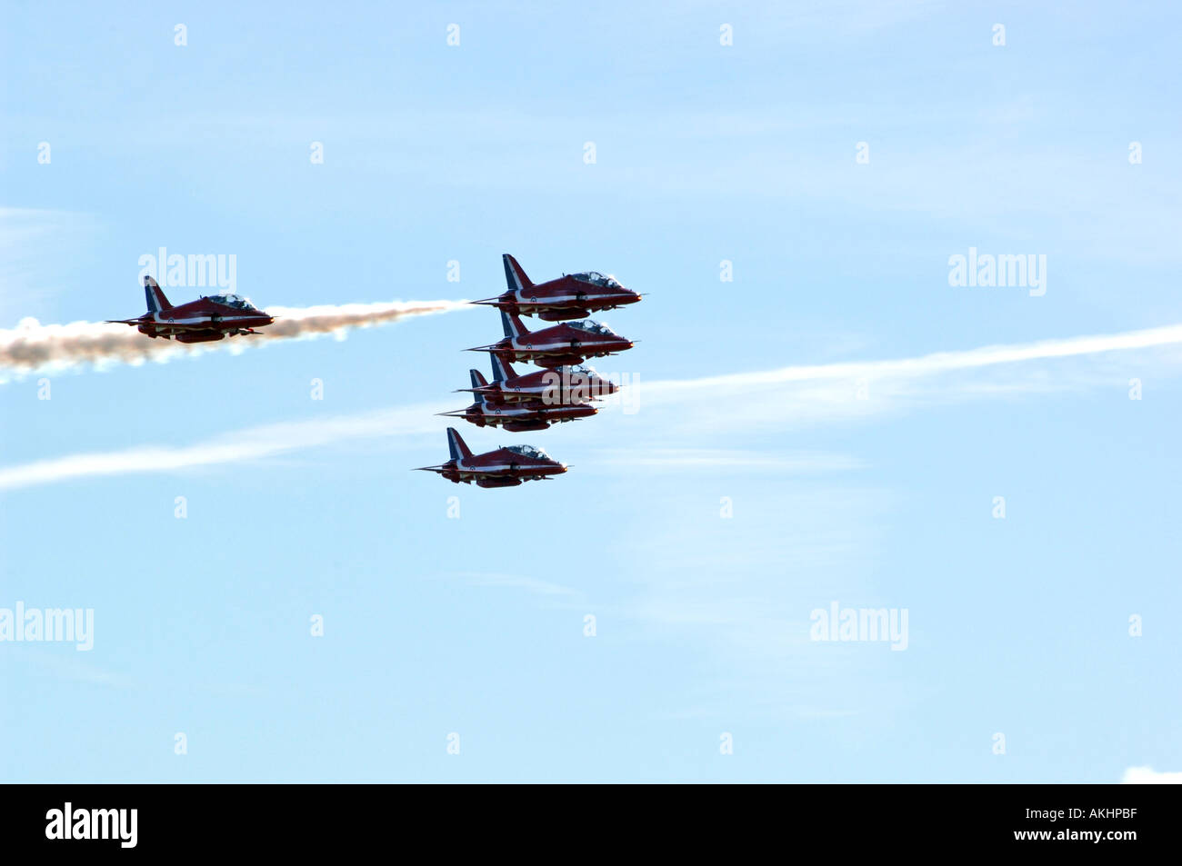 9 Hawk fast jet training aircraft of the Red Arrows Display team Stock ...