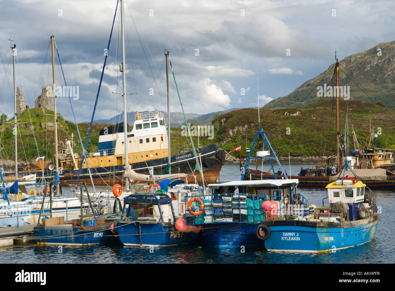 Trawlers Fishing Boats Moored At Kyleakin Harbour In This Remote ...