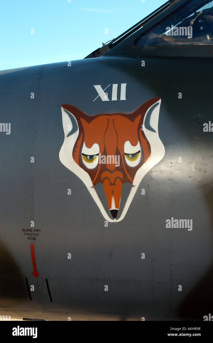 Fox motif of 12 Squadron RAF on a 1950s Hawker Hunter Stock Photo - Alamy
