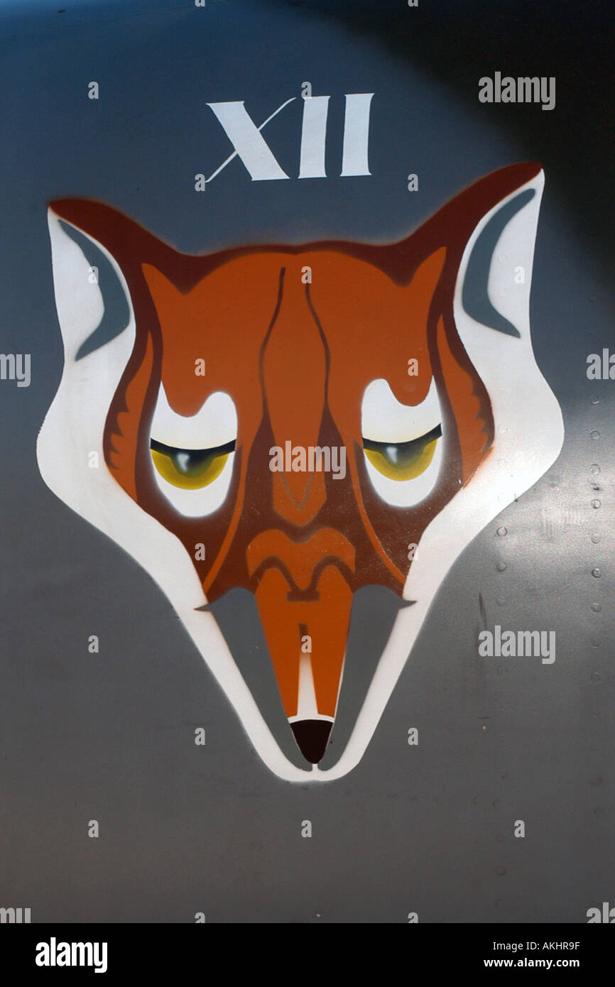 Fox motif of 12 Squadron on a 1950s Hawker Hunter Stock Photo - Alamy