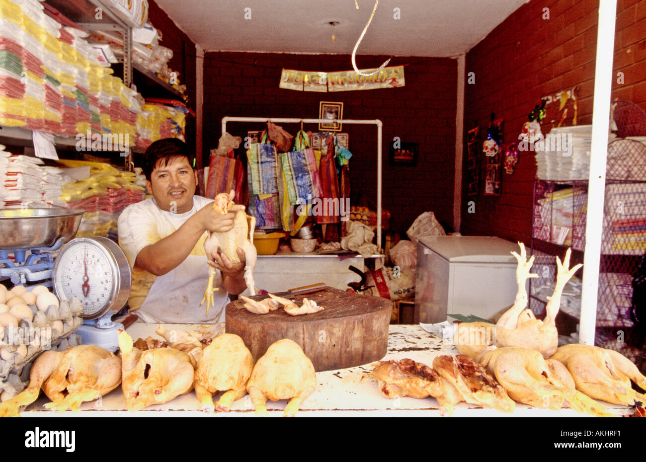 Poultry butcher and vendor in Nasca Peru Stock Photo - Alamy