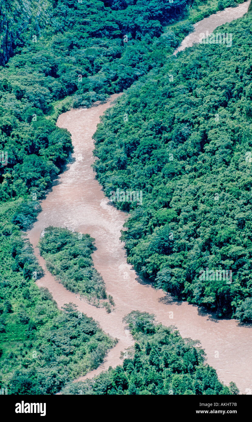 Urubamba River curves around Machu Picchu Peru Stock Photo - Alamy