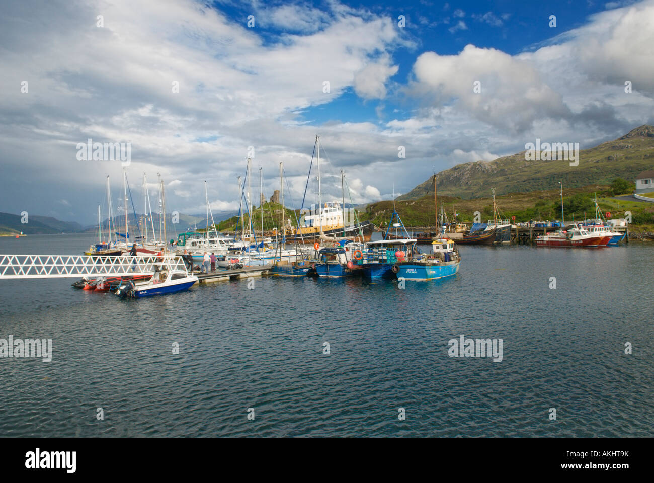 Trawlers Fishing Boats Moored At Kyleakin Harbour In This Remote ...