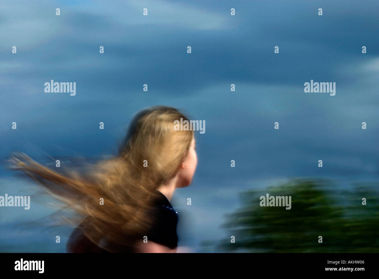 Girl hair blowing child windy hi-res stock photography and images - Alamy