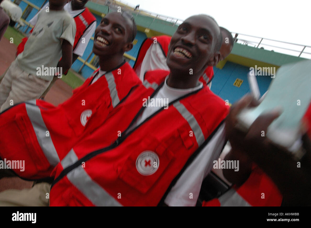 Red Cross medics waiting to be called upon Kigali Rwanda Stock Photo ...