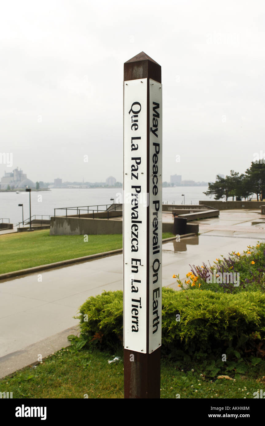 May Peace prevail on Earth multiple language signpost Spanish Stock ...
