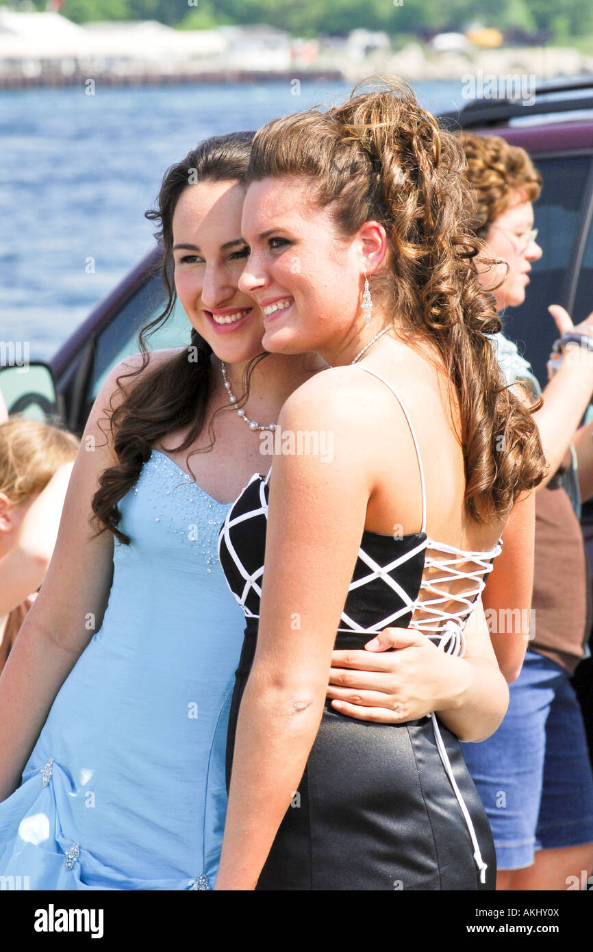 Teenage females at their High School Graduation Prom Night ball Stock ...