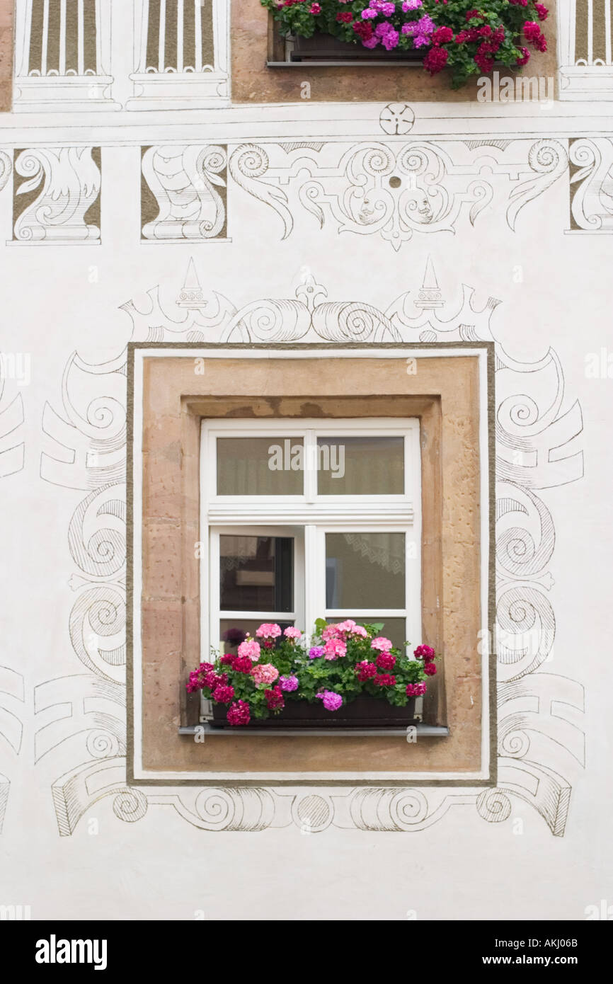 sgraffiti facade Benefiziatenhaus in Wolframs Eschenbach Franconia ...