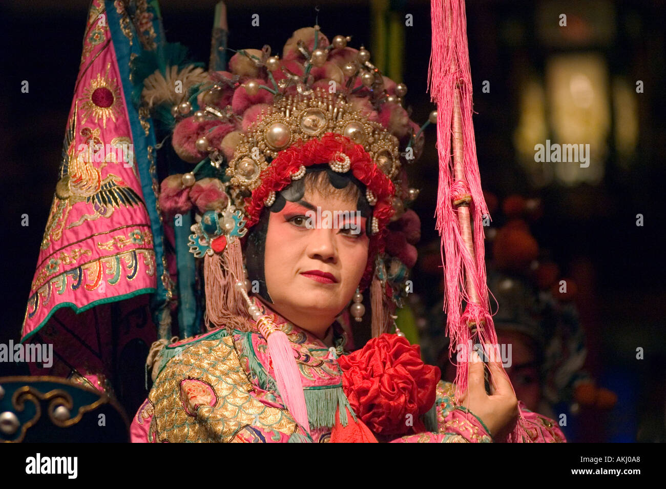 Female star in full costume preforms at the Chinese Opera Chengdu China ...