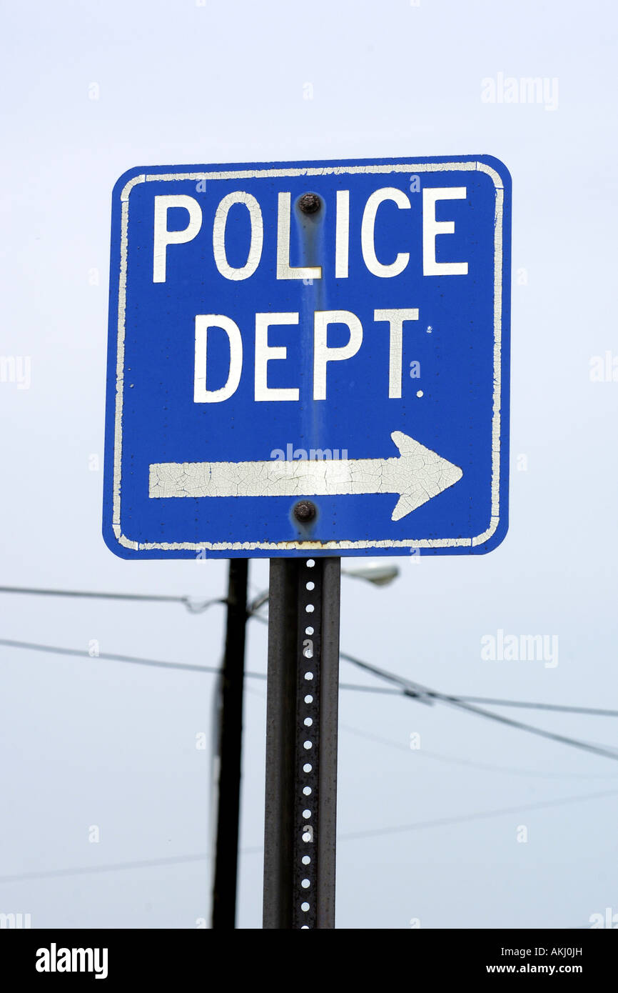 Directions to the Police Dept sign in Chicago Illinois IL Stock Photo ...