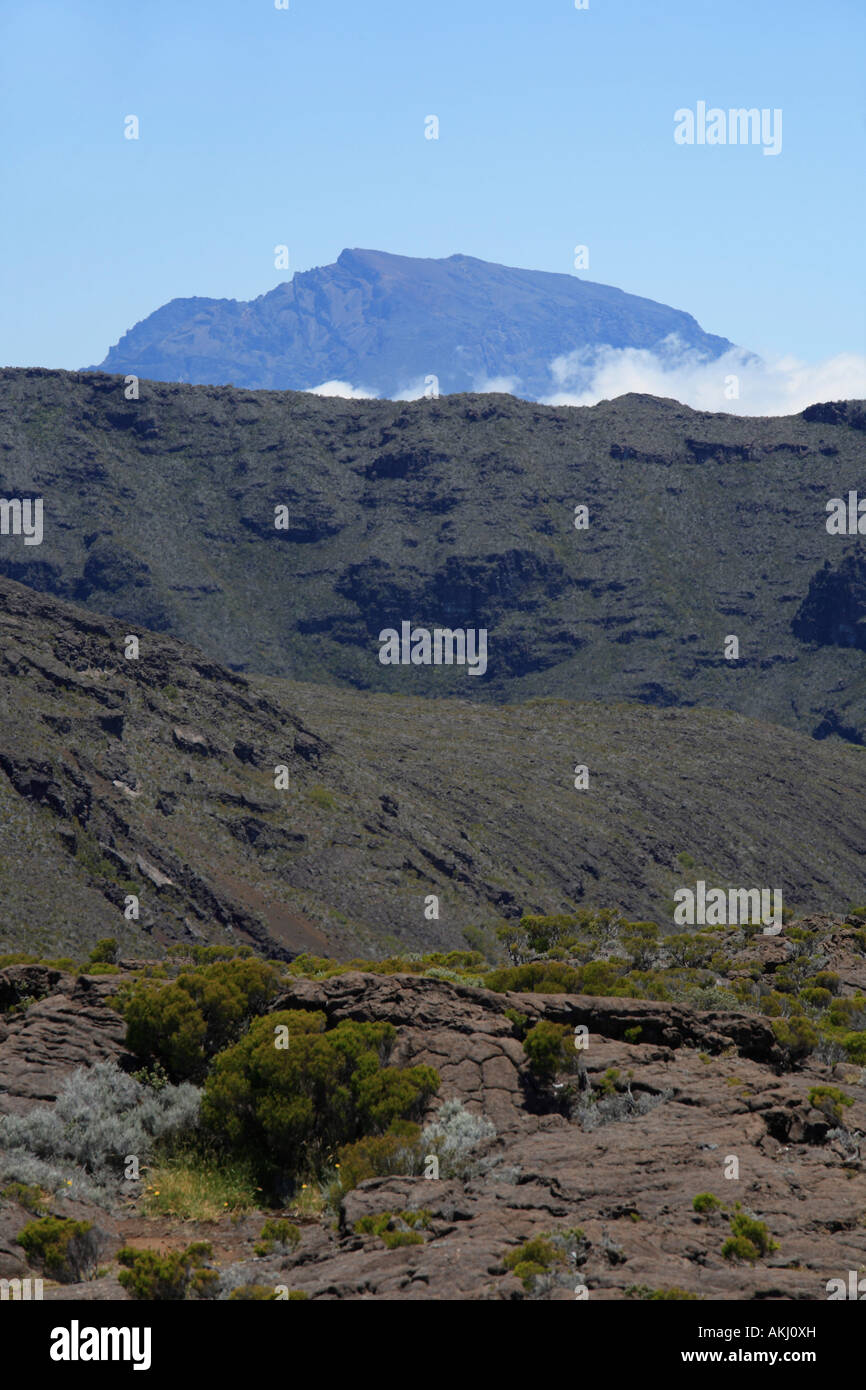 Reunion Island Indian Ocean France volcanic slope landscape Stock Photo ...