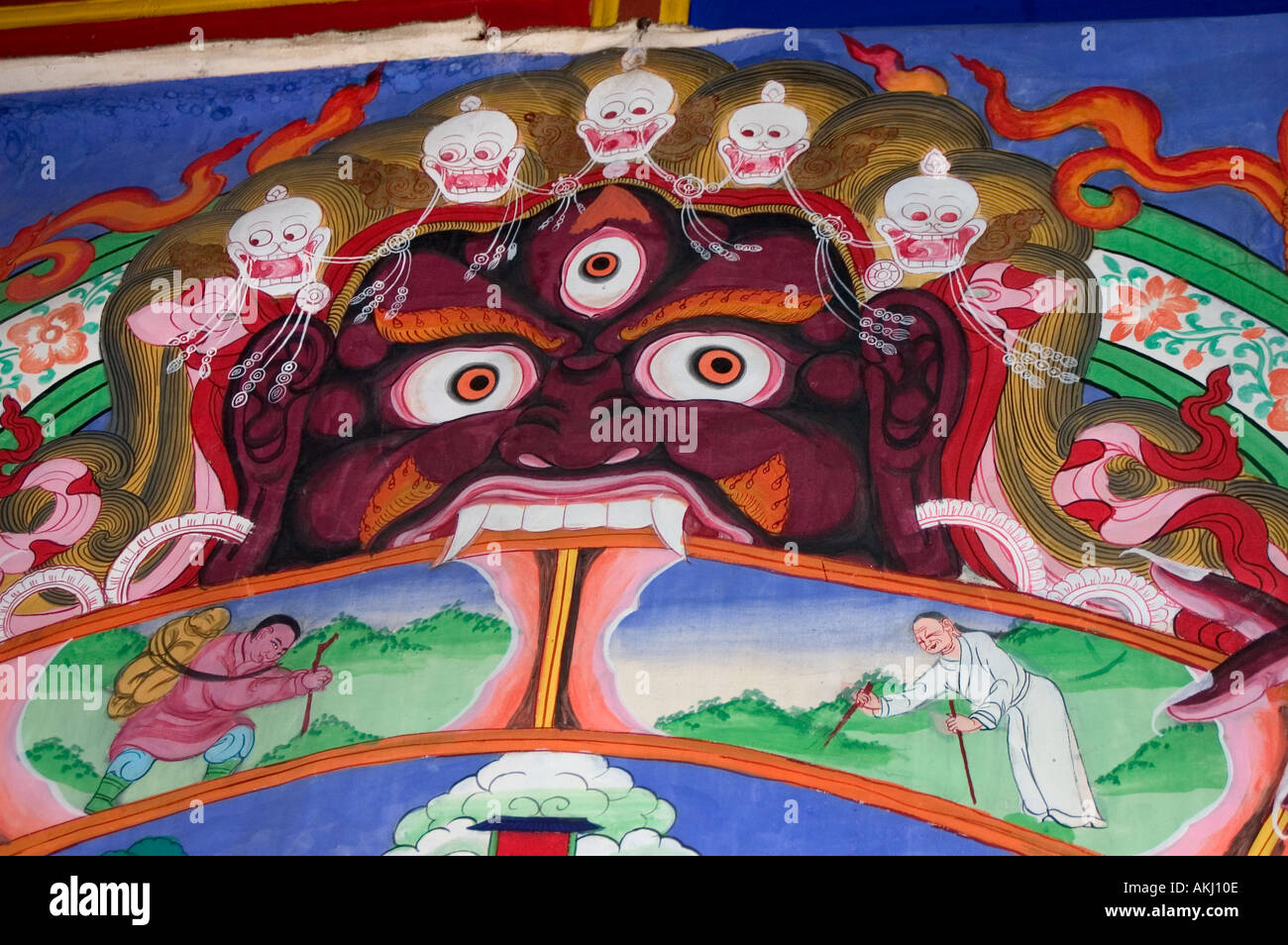 Wheel of Life Sipa Khorlo detail represents cycle of birth death Tagong ...