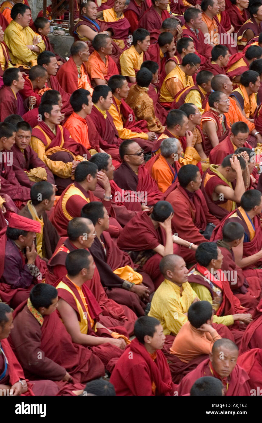 Tibetan Buddhist monks of the Nyingma sect at Katok Dorjeden Monastery ...