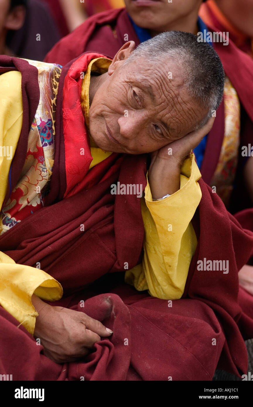 Nyingma Buddhist monk watches the Cham Dances Katok Dorjeden Monastery ...