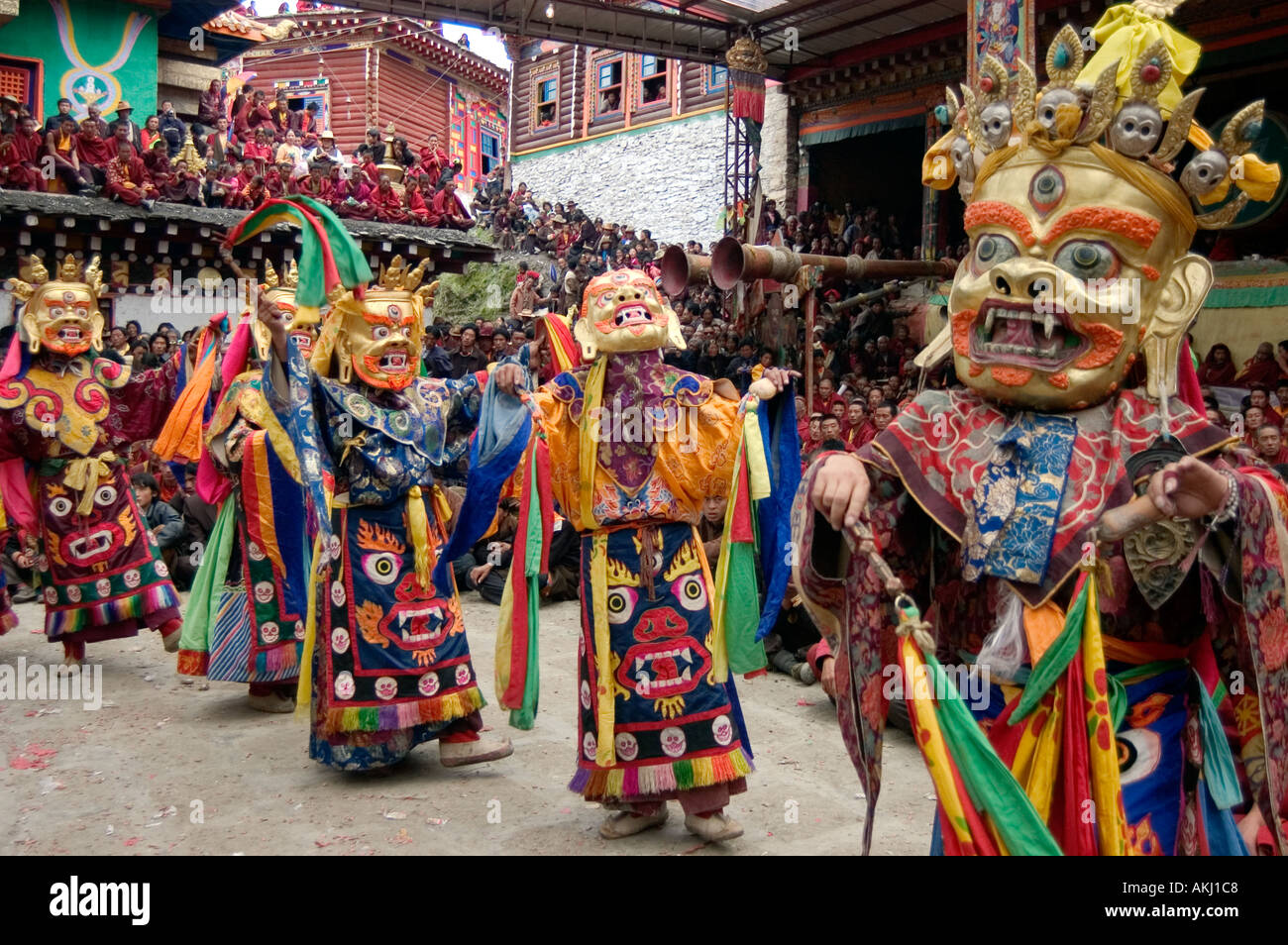 Protector deities dance at the Monlam Chenpo Katok Dorjeden Monastery ...