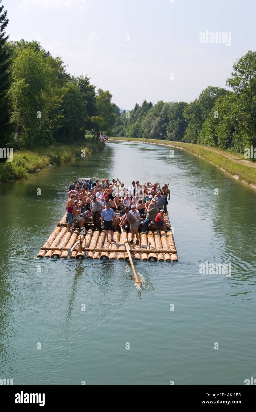 raft on river Isar near Schäftlarn Upper Bavaria Stock Photo - Alamy