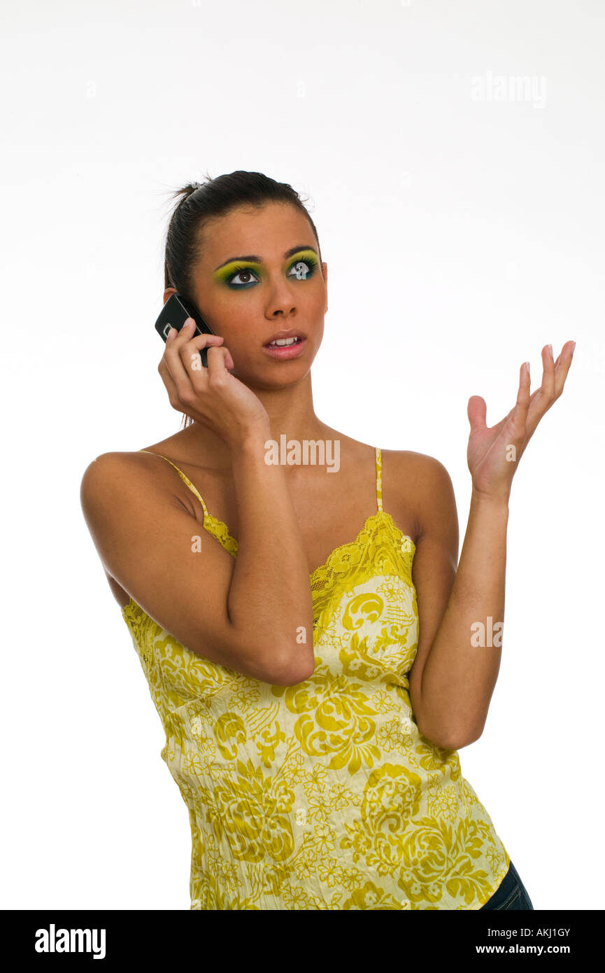 Woman telephone waiting on hold hi-res stock photography and images - Alamy
