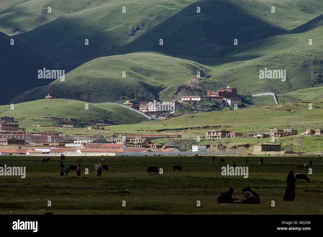 The town of Litang as seen from the Litang Horse Festival grounds in ...