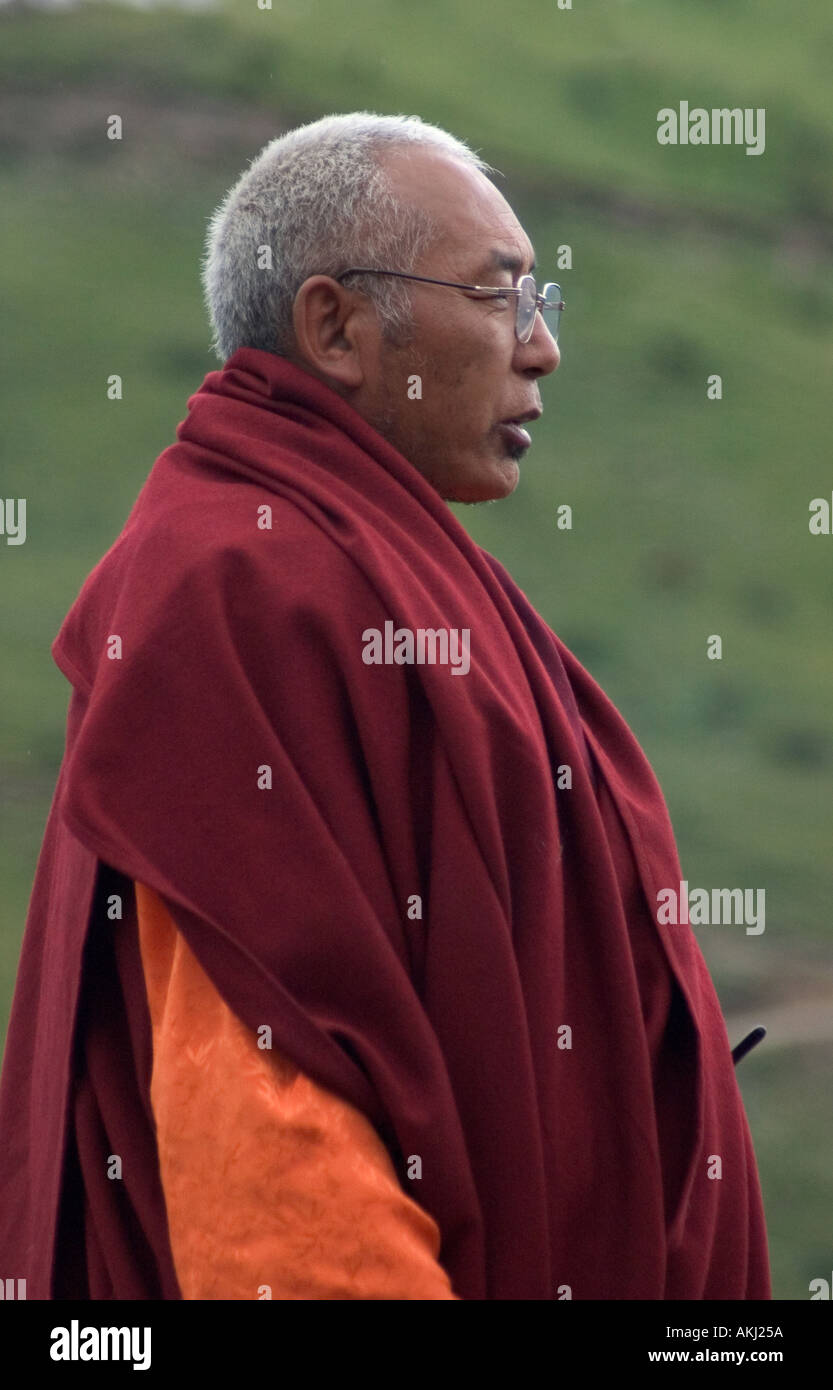 Important abbot of Katok Monastery Kham Tibet Sichuan China Stock Photo ...