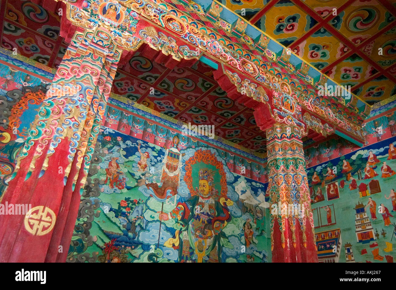 Jambala mural in the entrance to the Lhakhang Karporling in Litang ...