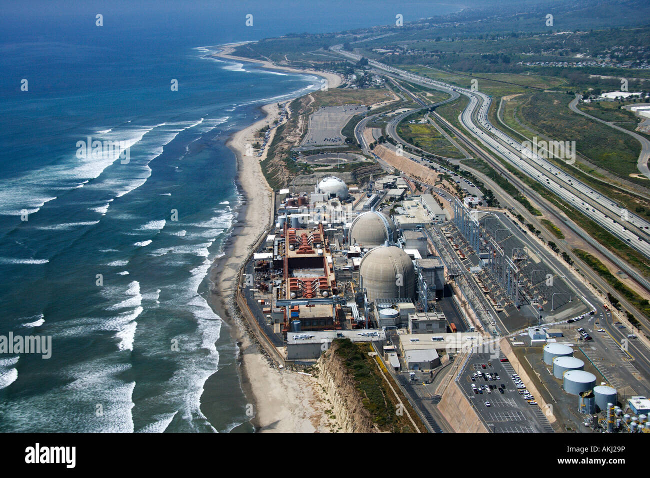 Aerial of nuclear power plant on California coast USA Stock Photo - Alamy
